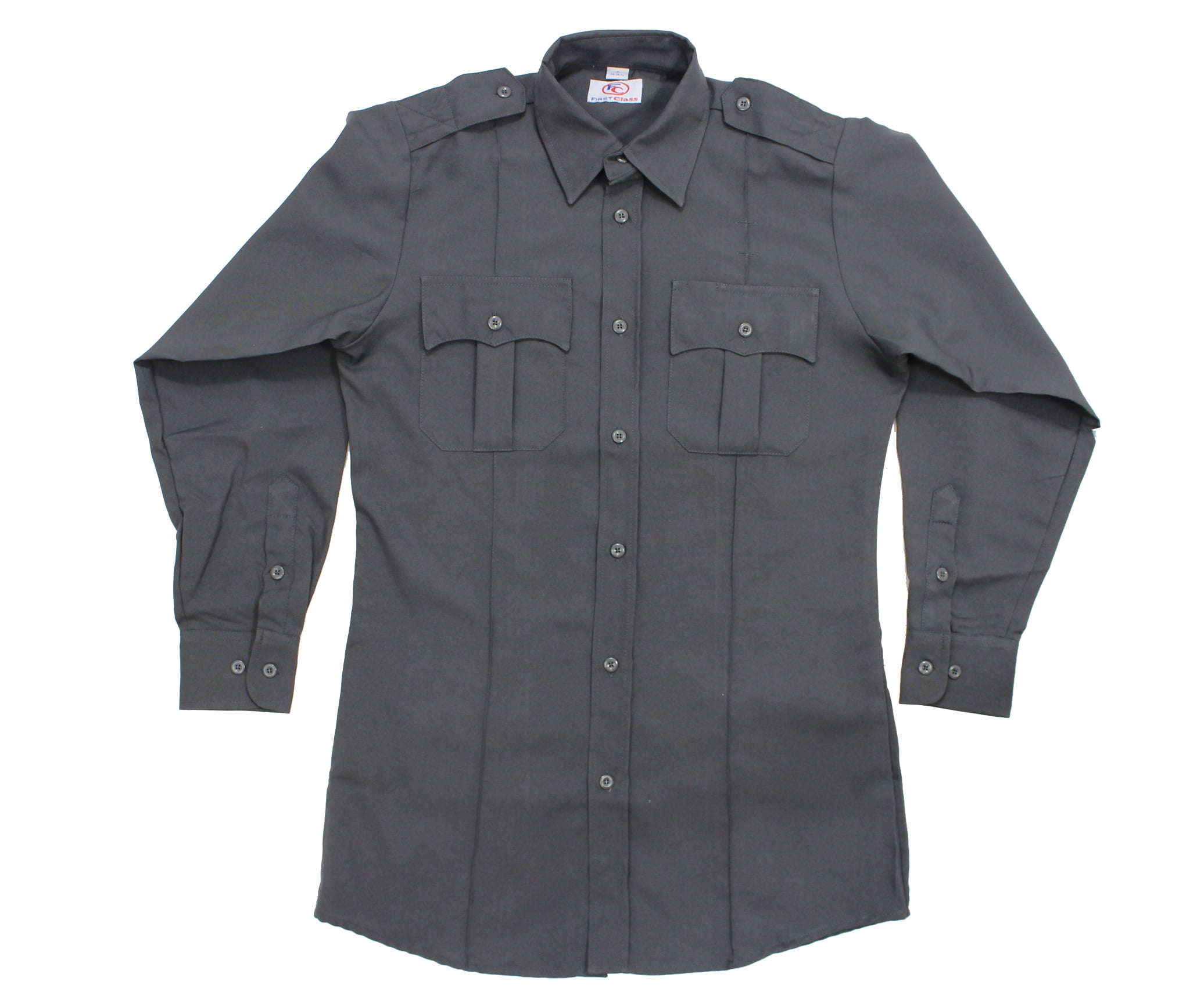 First Class 100% Polyester Long Sleeve Uniform Shirt - Dark Gray - L ...