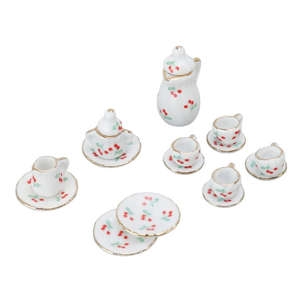 Dollhouse Tea Set, Simulation Miniature Tea Set Holiday Gifts Lifelike ...