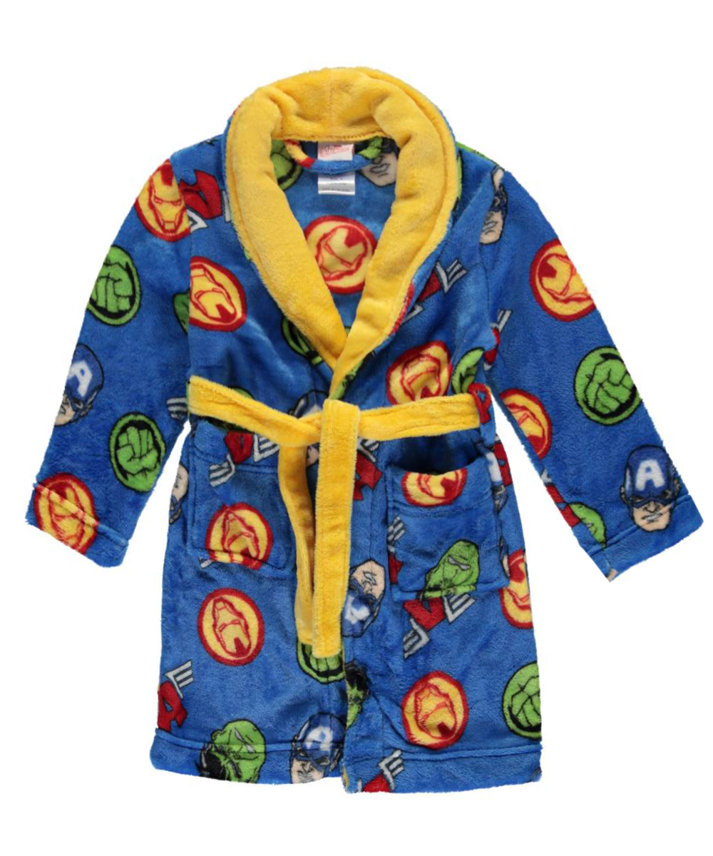 Avengers Little Boys' "Hero Logos" Plush Robe (Sizes 4 - 7) - royal ...