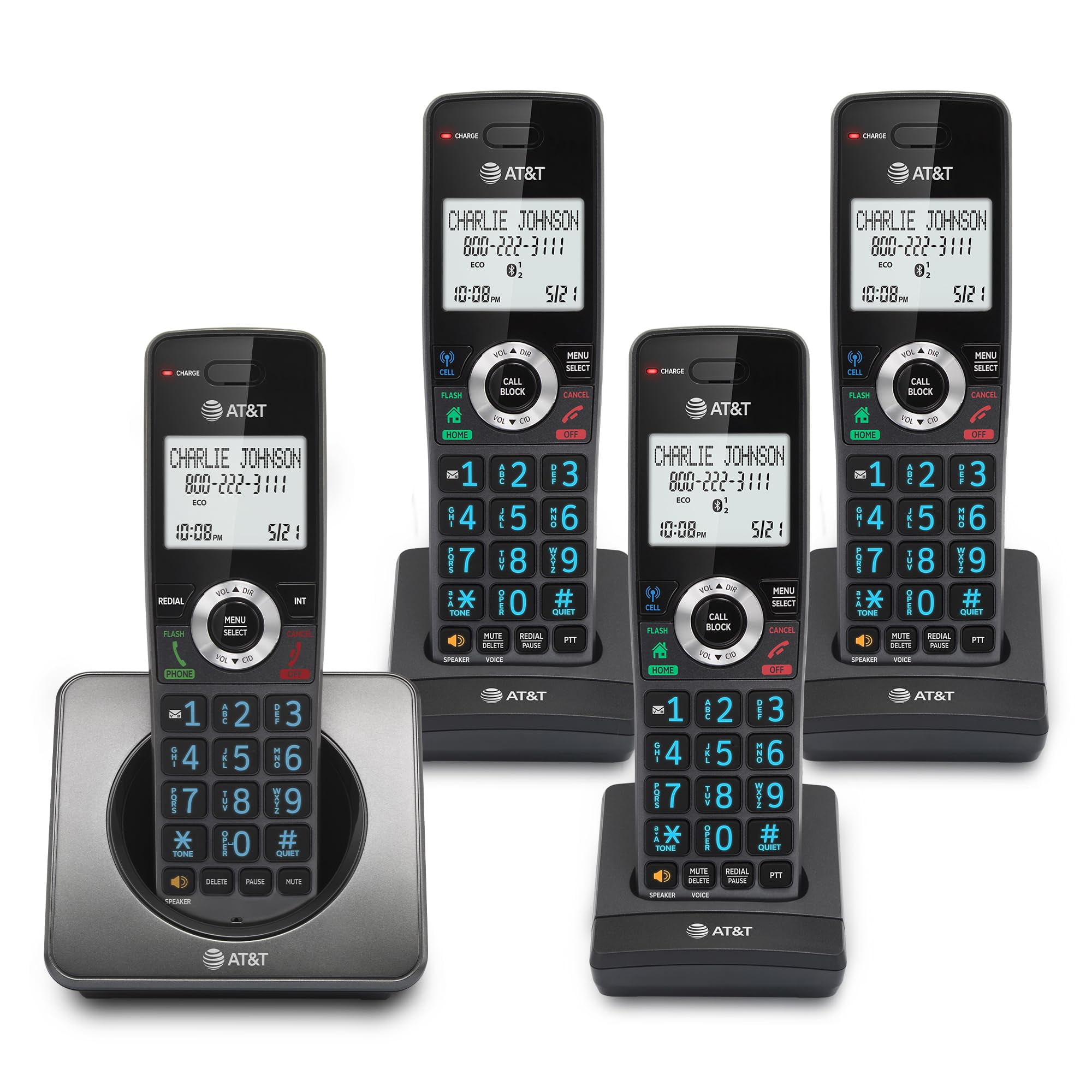 Teléfono residencial inalámbrico AT&T GL2101-4 DECT 6.0 con 4 teléfonos ...