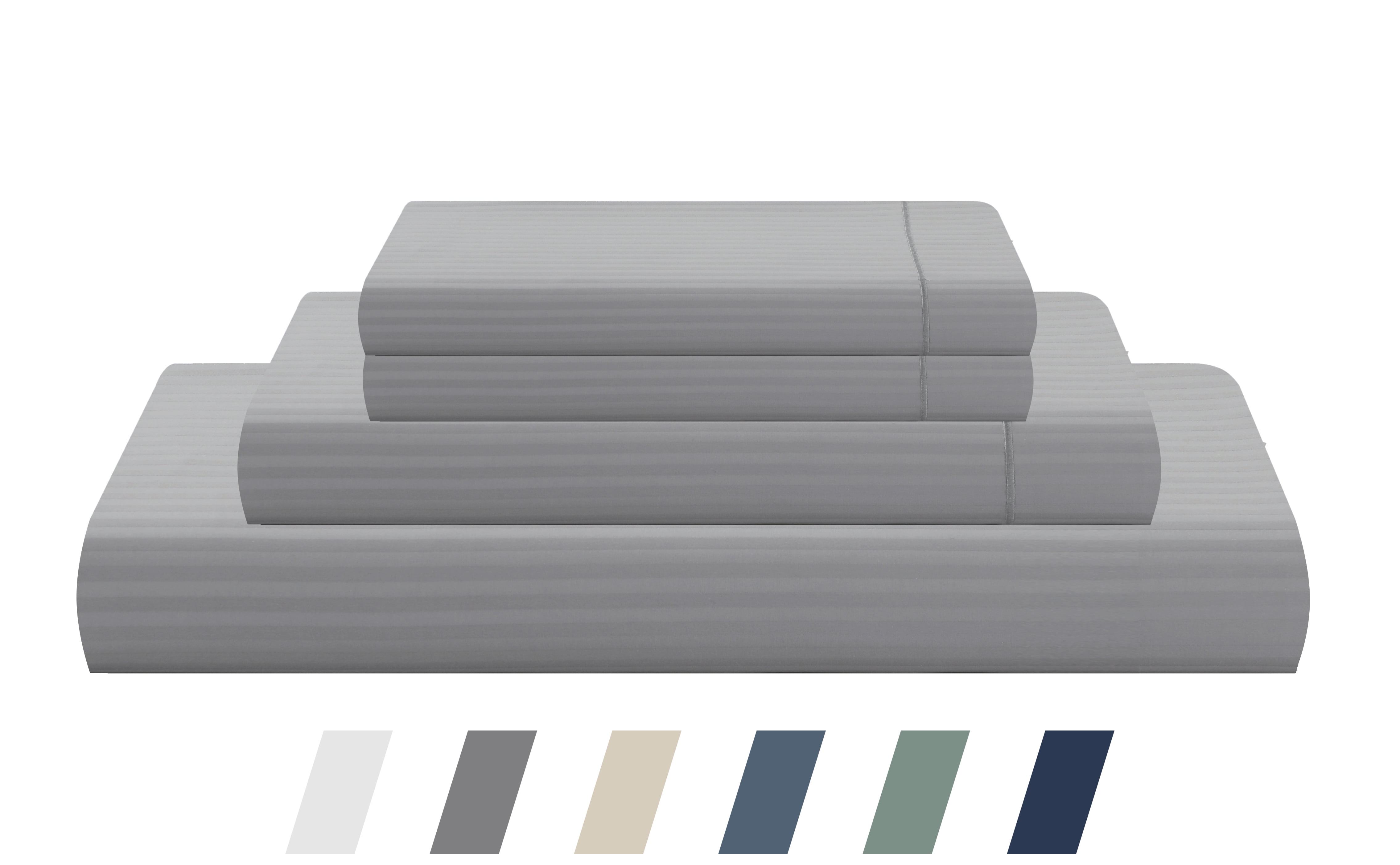Feather & Stitch 500 Thread Count 100% Cotton Stripe Sheets Set with 2 ...