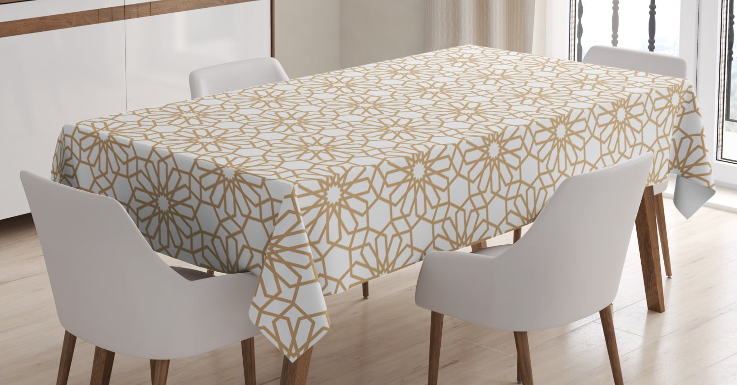 Geometric Tablecloth, Oriental Arabic Culture Concept Simplistic Design ...