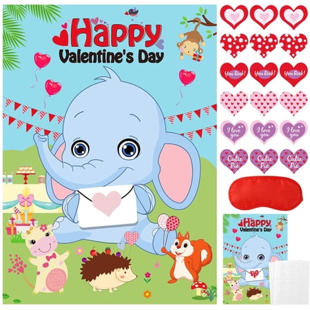 Valentines Day Games for Kids Party Favors - Pin the Heart on the ...