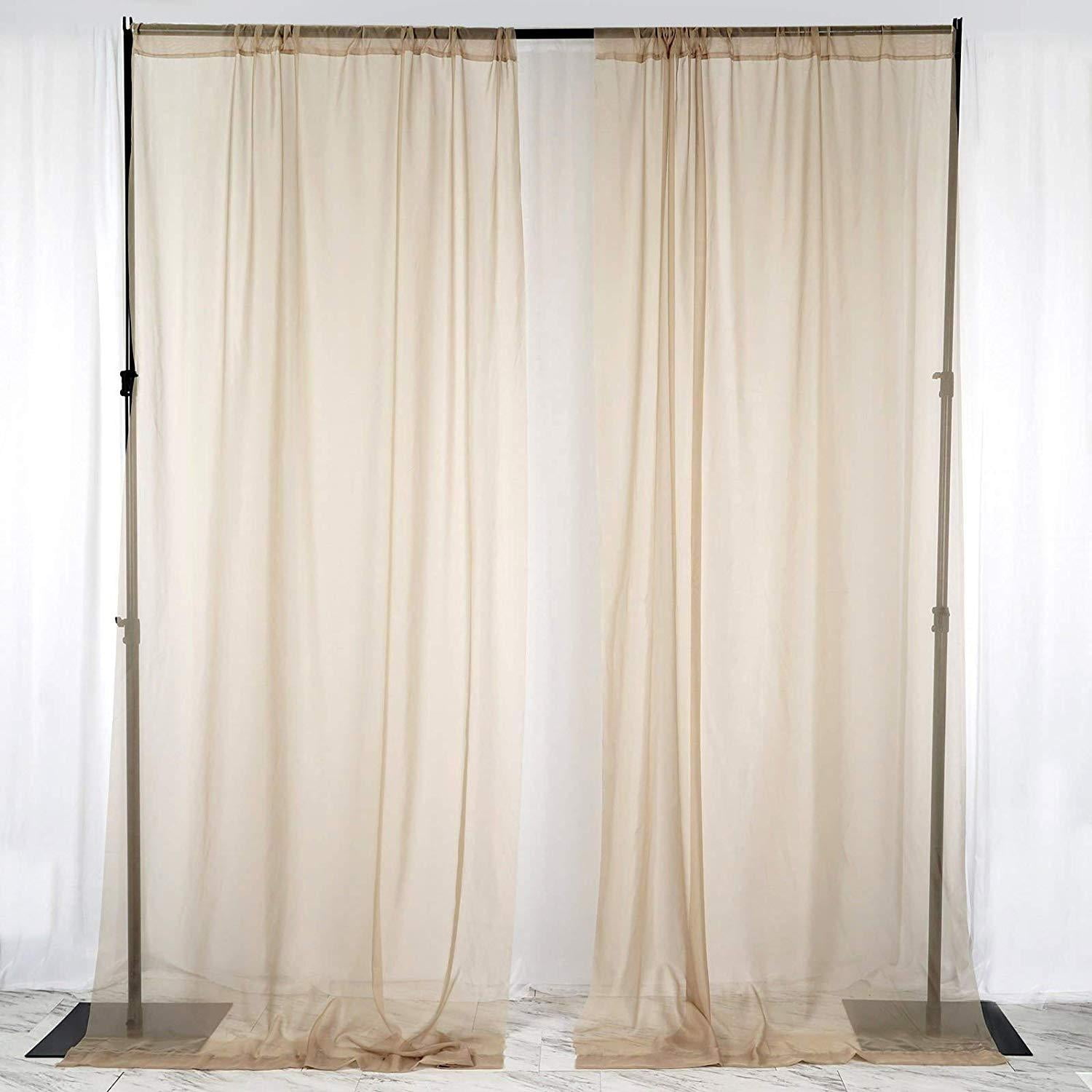 Sheer Chiffon Curtain Panel 58 Inch Wide Window Treatment Beige ...