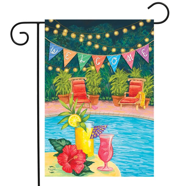 Poolside Paradise Summer Garden Flag Welcome Tropical 12.5" x 18 ...