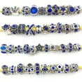 Randomly 10pcs Vintage Inlaid Rhinestone Large Hole Beads, Alloy Enamel ...