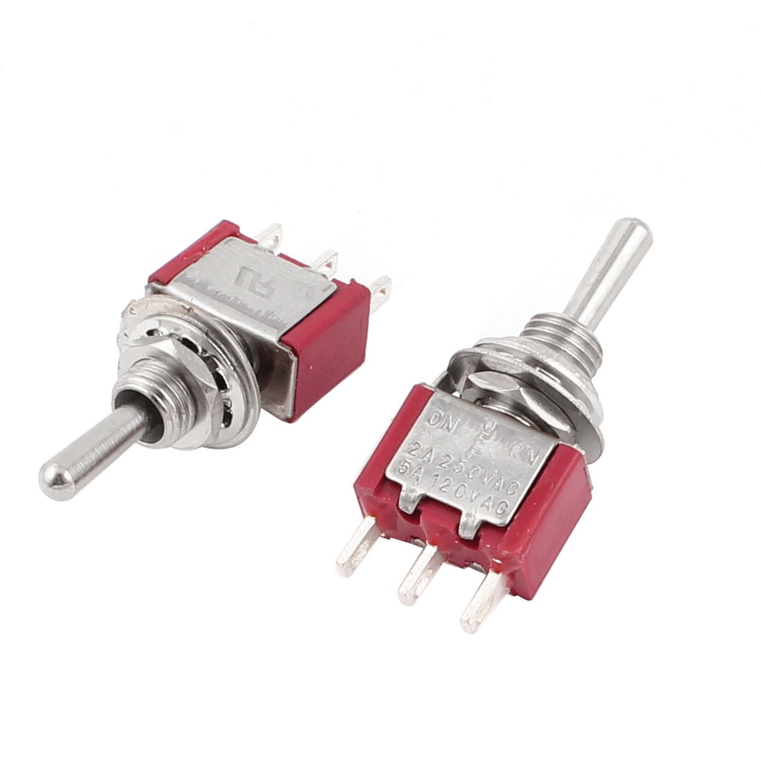 2 Pcs SPDT ON/Off/ON 6mm Thread Toggle Switch 2 Way Return 3 Position ...