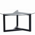 Contemporary Round Cocktail Table with 8mm Tempered Glass Top and ...