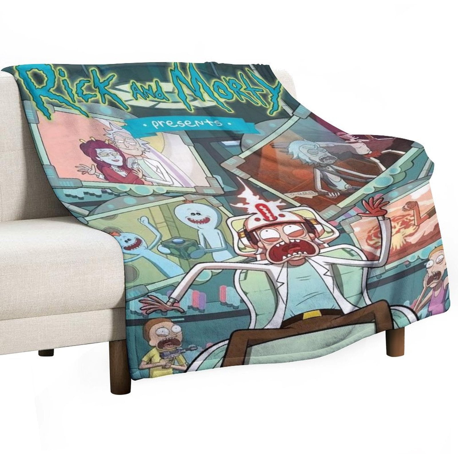 Manta de Rick & Morty, de varios tamaños, súper suave, de tela con superficie vertical ...