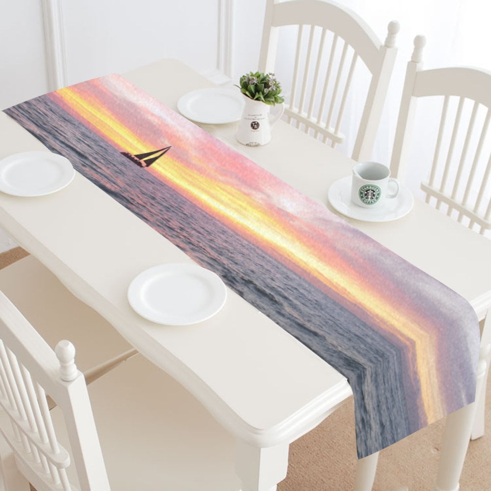MYPOP Sunset Beach Table Runner Home Decor 16x72 Inch, Coastal Ocean ...