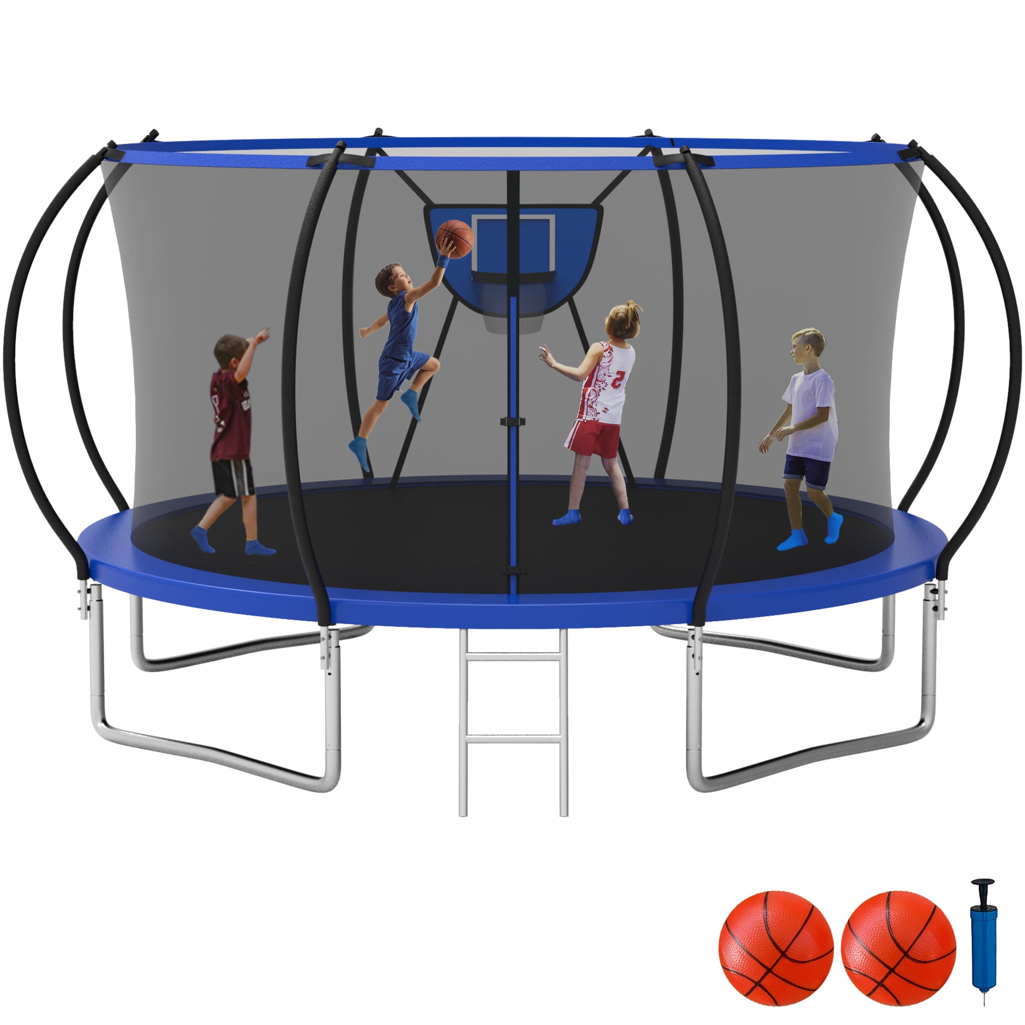 KOFUN Trampoline 14FT, Heavy Duty Backyard Trampoline with Basketball ...