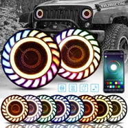 Sunpie 9 Inch RGB Halo DRL LED Headlights for 2018-2024 Jeep Wrangler ...