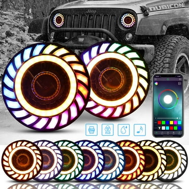 Sunpie 9 Inch RGB Halo DRL LED Headlights for 2018-2024 Jeep Wrangler ...
