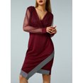 Women Sequin One Piece Dress Long Sleeve Hollow Out Dress Mesh