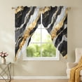 Abstract Art Sheer Curtains Swag Valances for Windows Black Gold ...