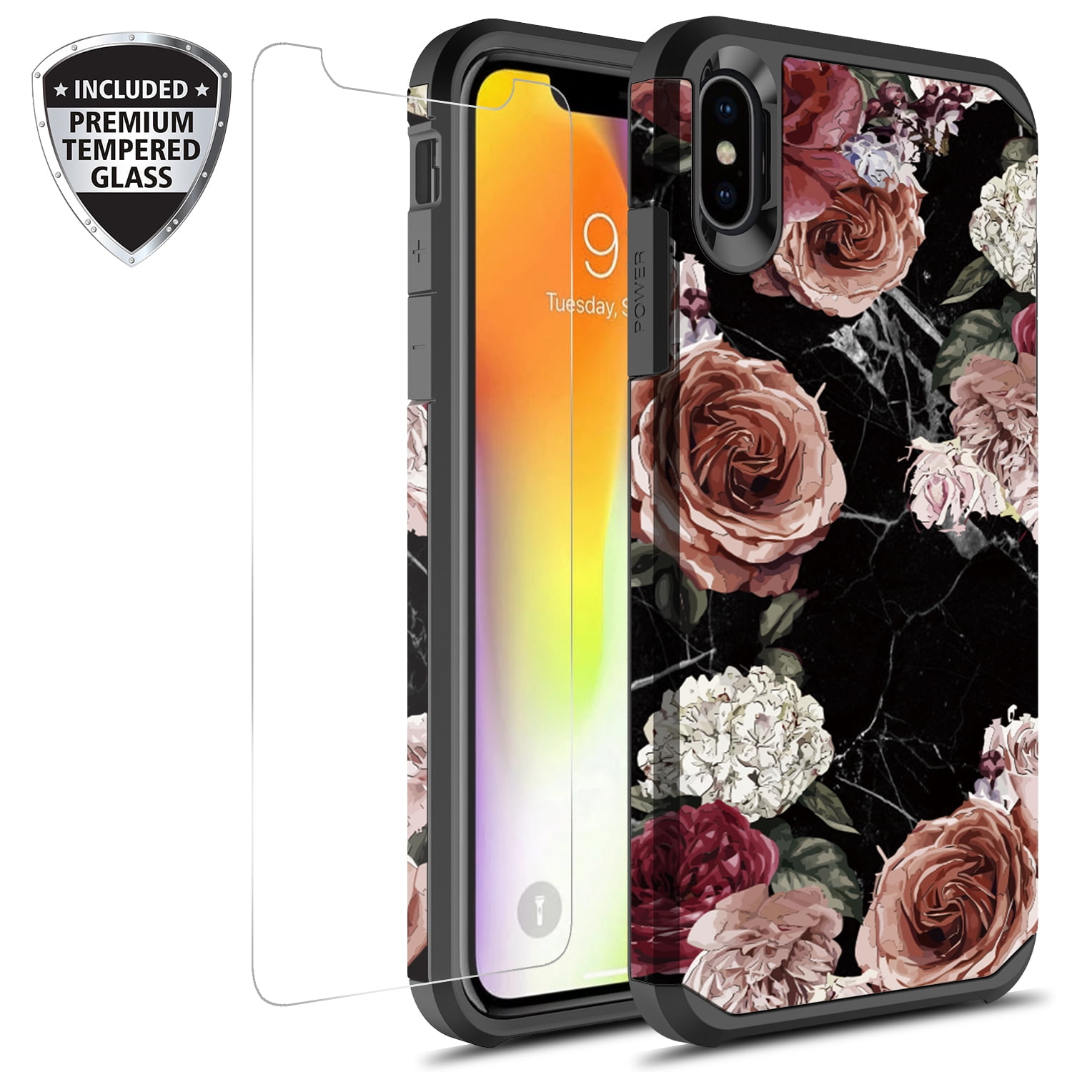 iPhone Xs Max Case With Tempered Glass Screen Protector, KAESAR Slim ...