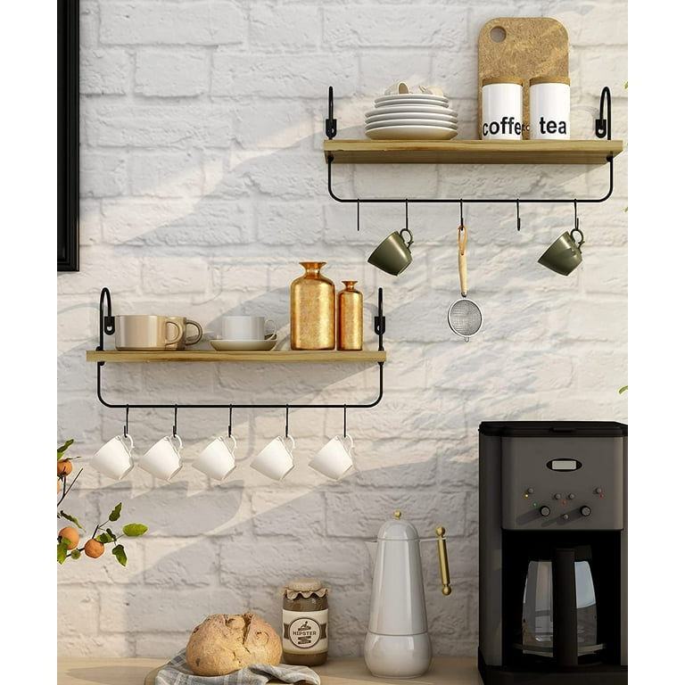 Coffee Bar Coffee Wall Shelf With Hooks dxynlzq Coffee Mug Holder ...