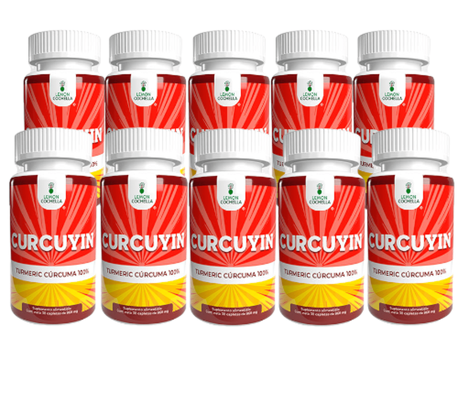Curcuyin (Cúrcuma) Lemon Cochella Paquete 10 Frascos rojo 1 Lemon ...