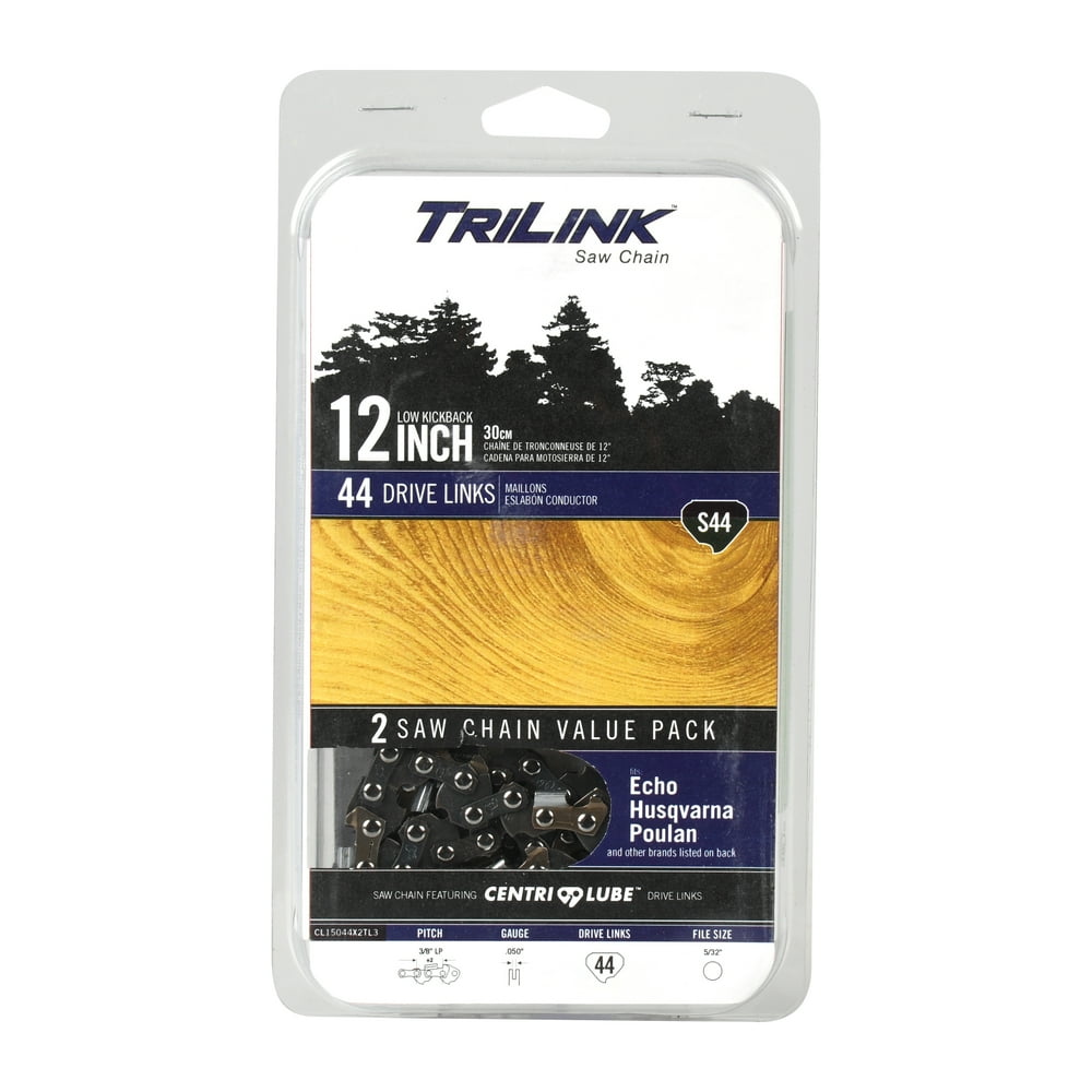 Trilink S44 - 12" 2 Pack Replacement Saw Chain; 44 Drive Links ...