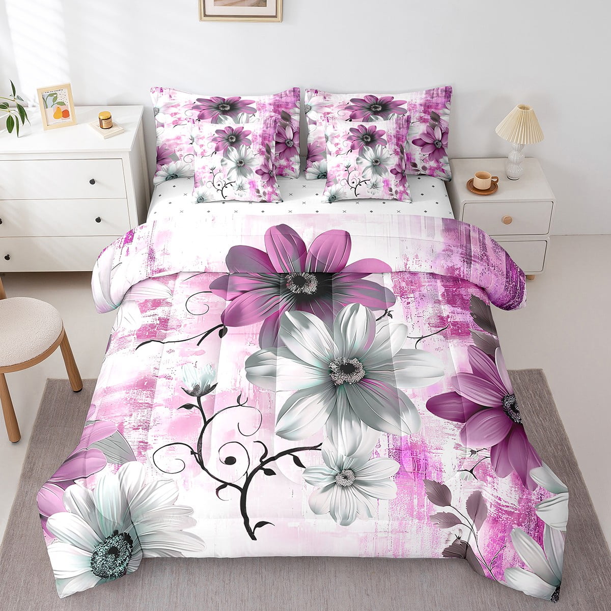 Click here for Yst Watercolor Daisy Bedding Comforter Set  7-Piec... prices