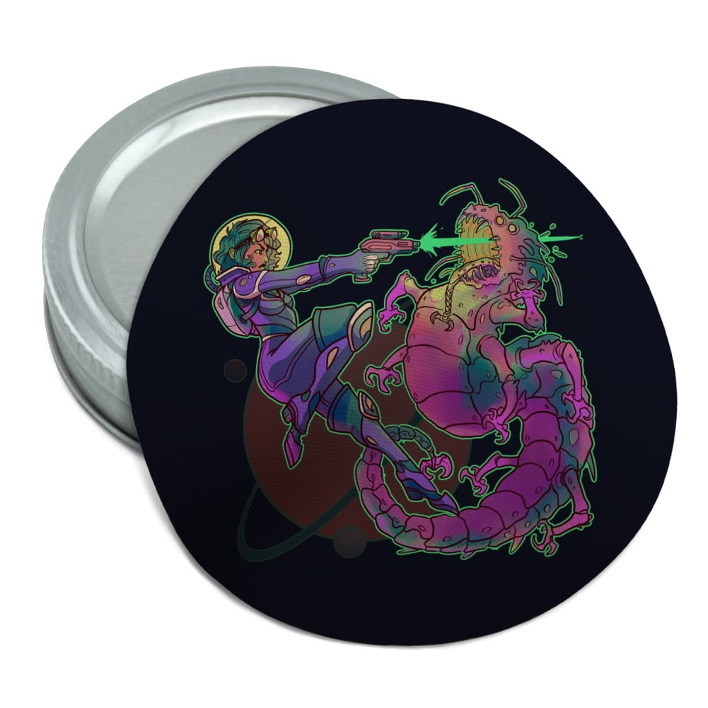 Science Fiction Space Woman and Alien Round Rubber Non-Slip Jar Gripper ...