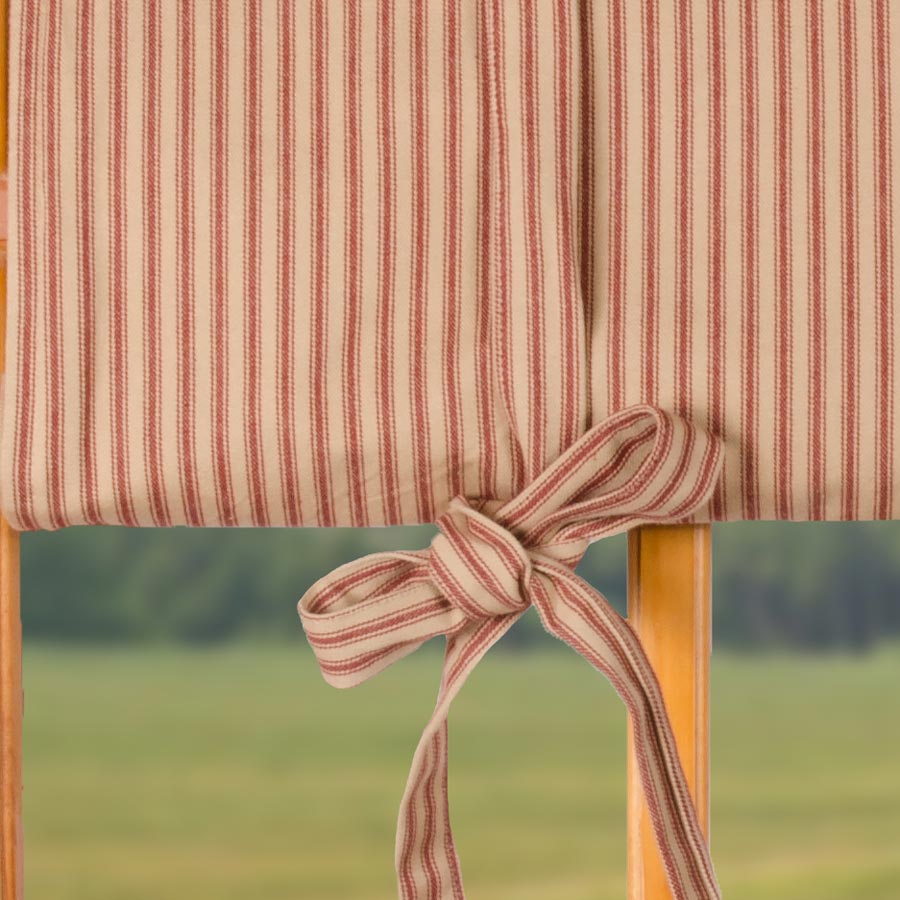 York Ticking Roll Tie Valance Barn Red and Nutmeg 26" x 36" Lined ...