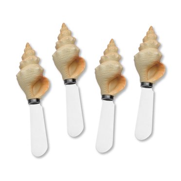 Mr. Spreader 4-Piece Seashell Hand Painted Resin Handle with Stainless ...