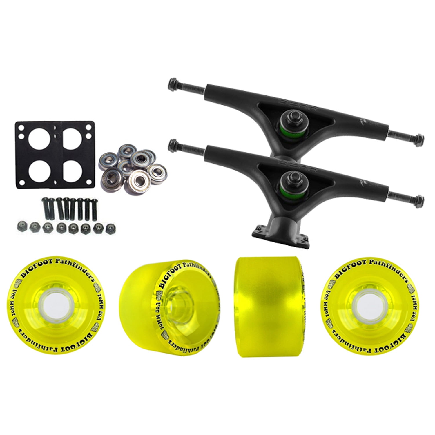 Bear 852 Black Longboard Trucks Wheels Package Bigfoot 70mm Pathfinders ...