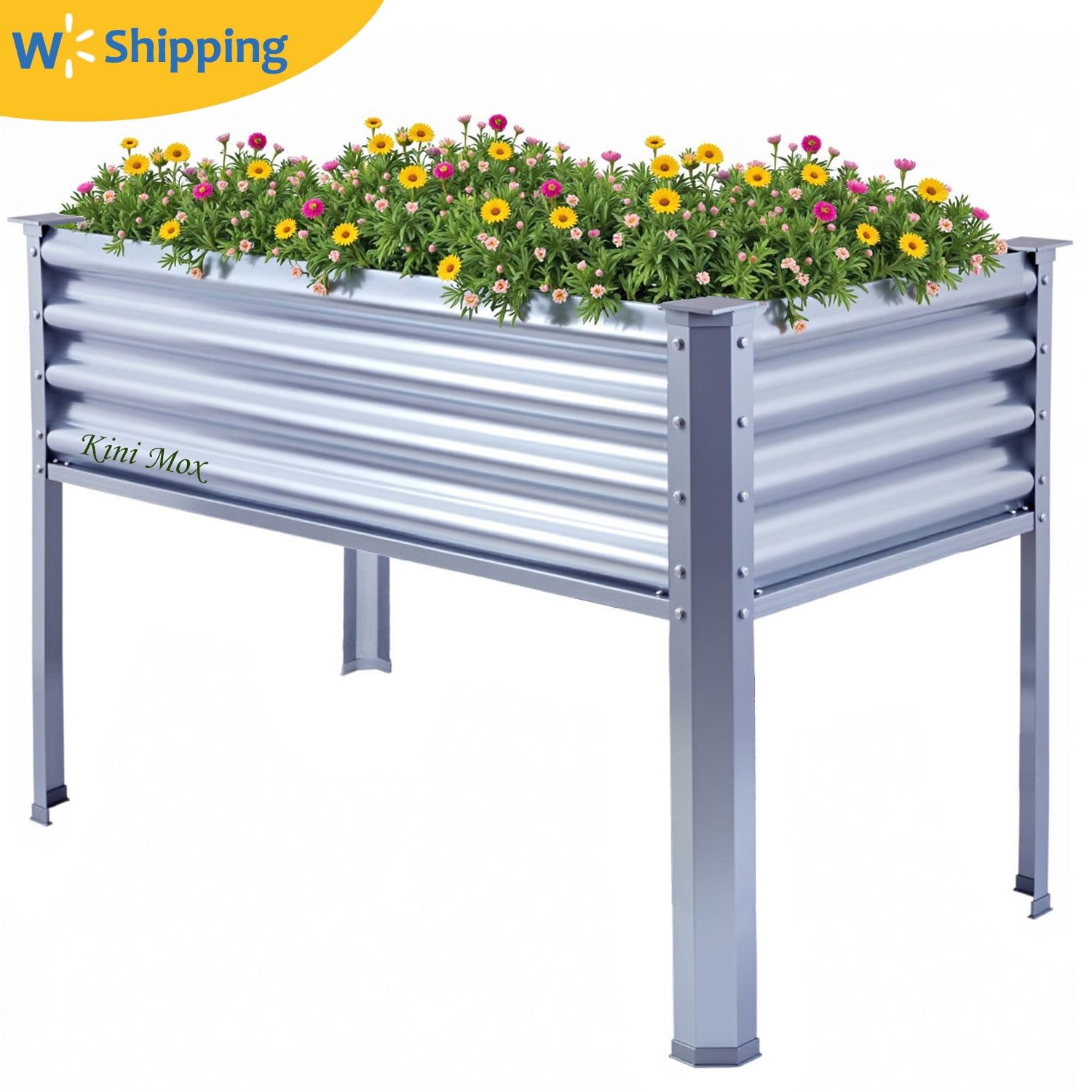 Jardin Surélevé Galvanisé avec Pattes, 120x60x80cm(47x23x31 Po) Grande ...