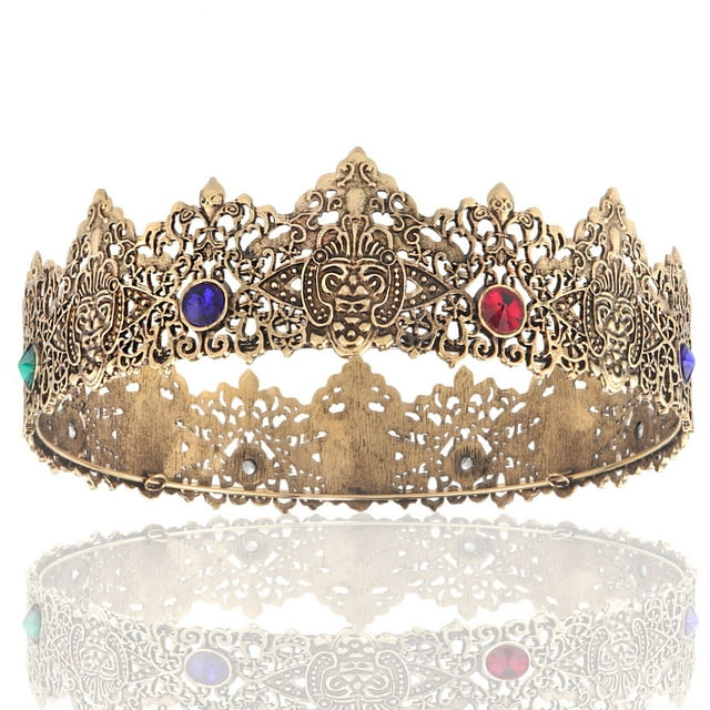 King Men Tiara Crown Imperial Medieval Headband Crystal Pageant ...
