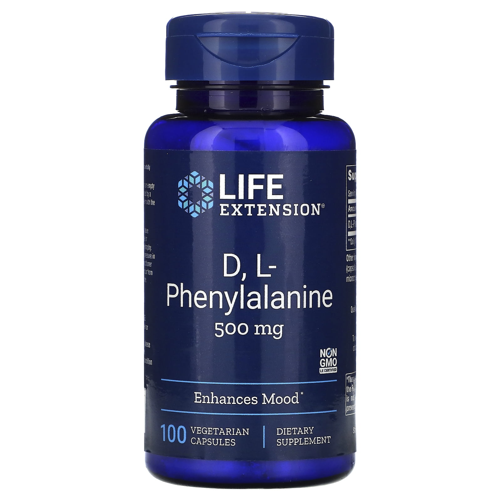 Life Extension D L Phenylalanine 500 Mg 100 Vegetarian Capsules life-extension-d-l-phenylalanine-500-mg-100-vegetarian-capsules