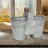 Farmhouse Double Galvanized Metal Bucket with Handle - Walmart.com