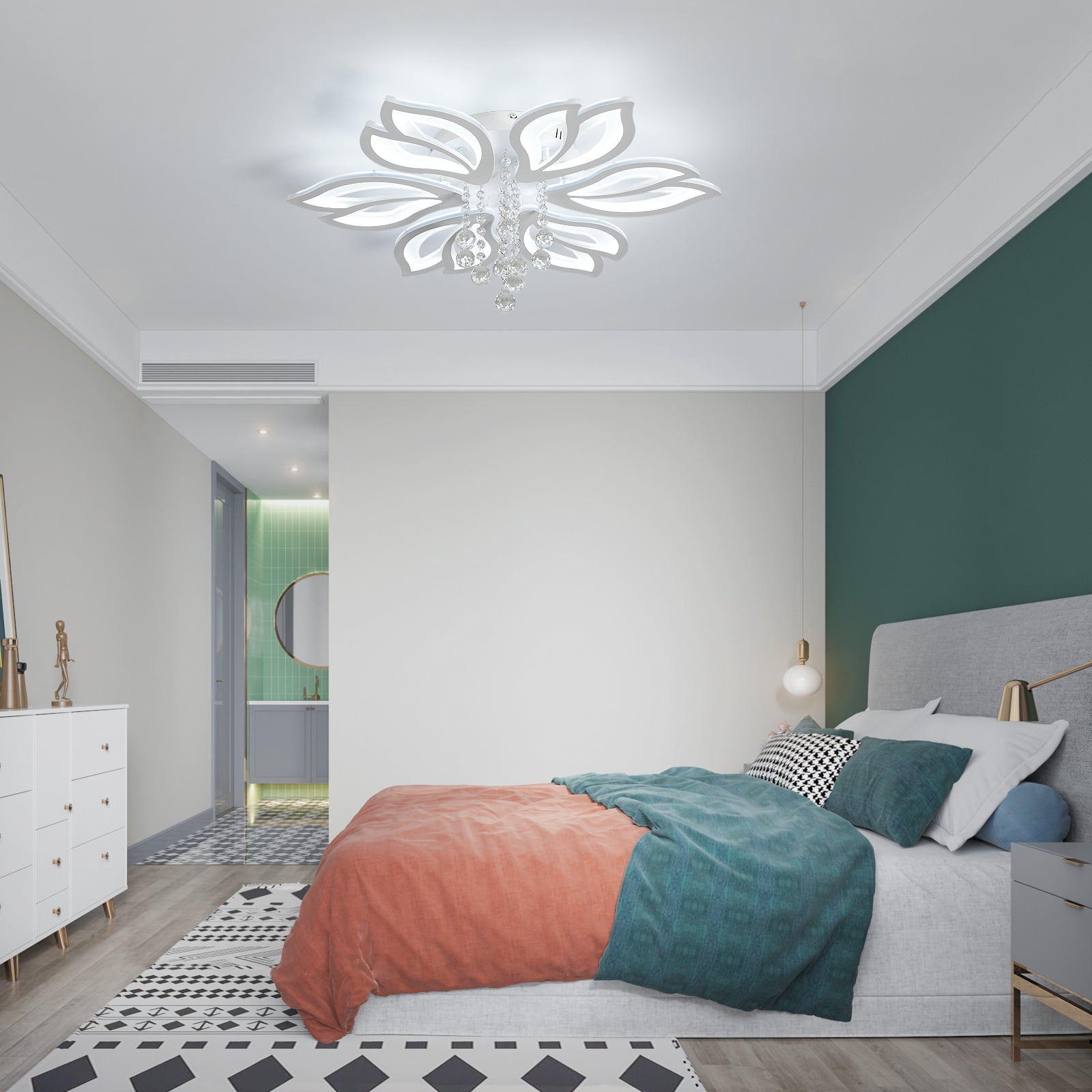 【がございま】 Garwarm LED Flower Ceiling Light Fixture， 50W Modern Flush ...