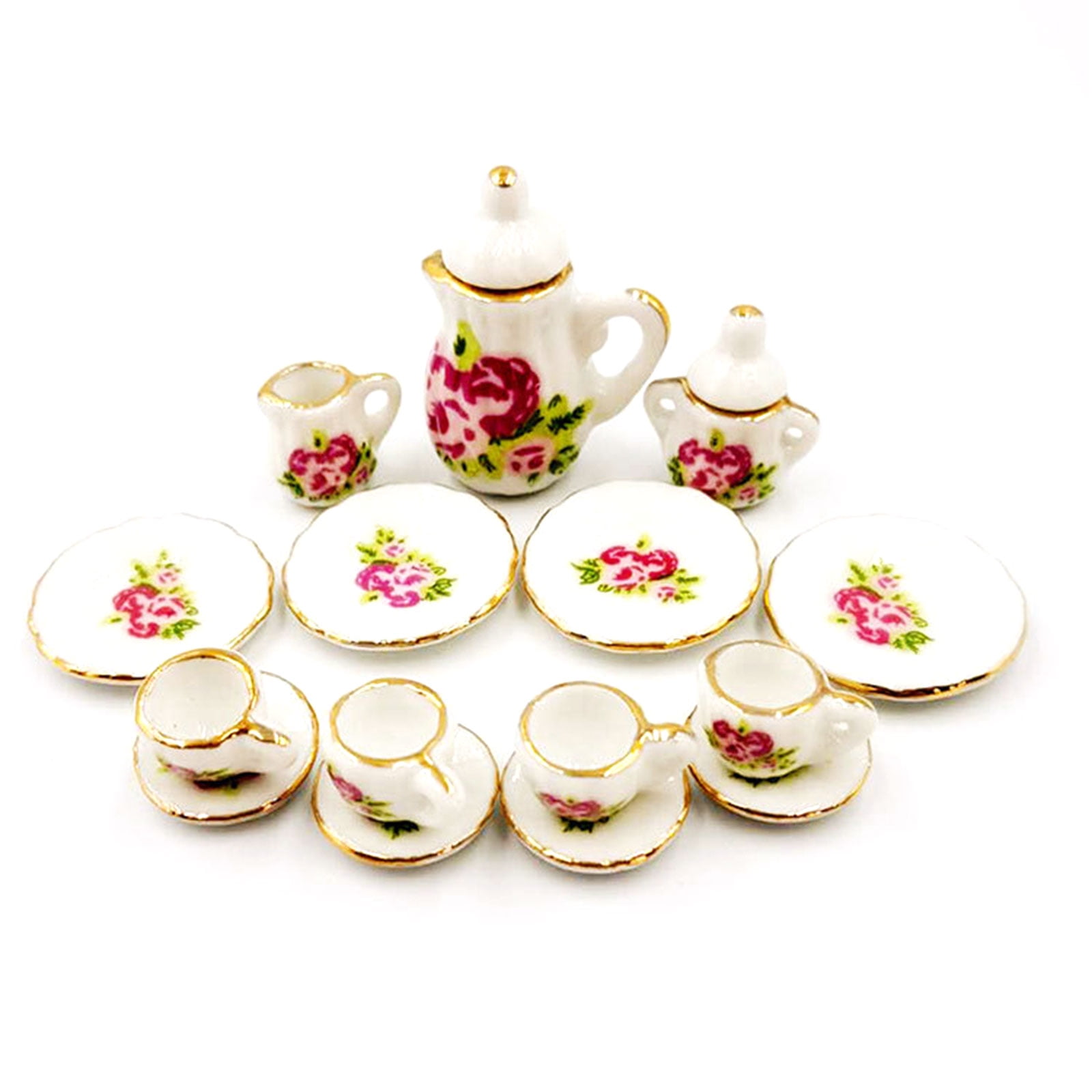 Realistic Tea Ware Tea Set Ceramics Cup Kids 1/12 Dollhouse Play House ...
