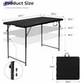 Folding Table 4 Foot Portable Heavy Duty Plastic Fold-in-Half Utility ...