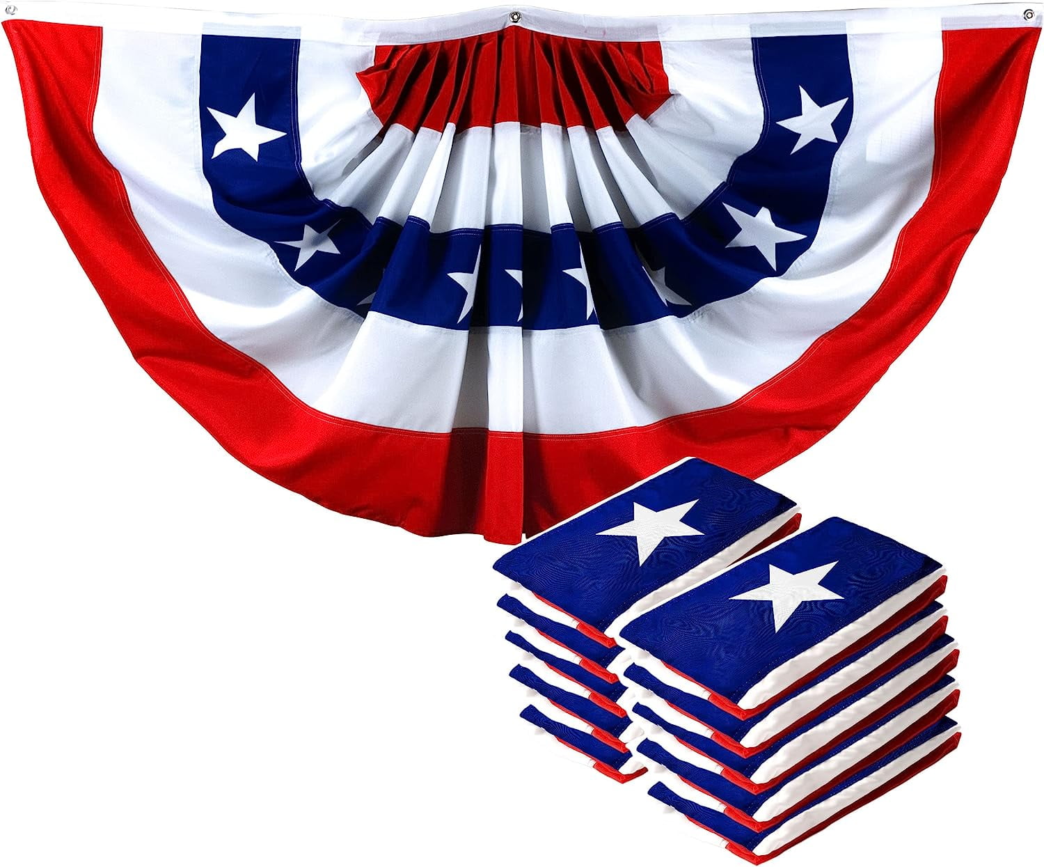 10 Pack Pleated Fan Flag 3x6 Feet American Bunting Decoration Flags