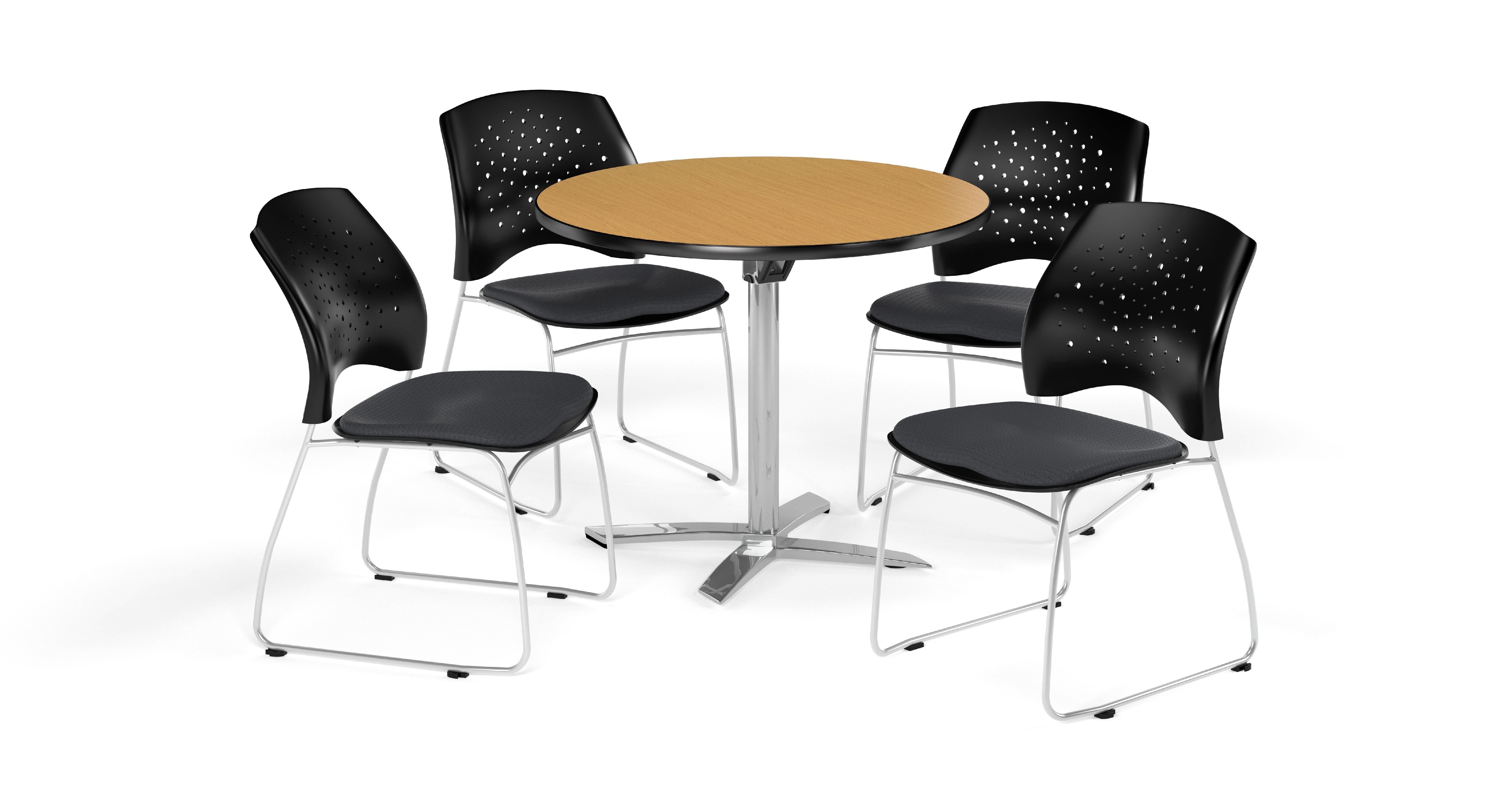 OFM Multi-Use Break Room Package, 36" Round Flip-Top Table with Stars ...