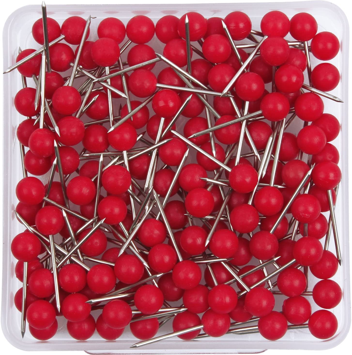 1/8 Inch Map Tacks, Push Pins Plastic Round Head, Steel Point, Red ...