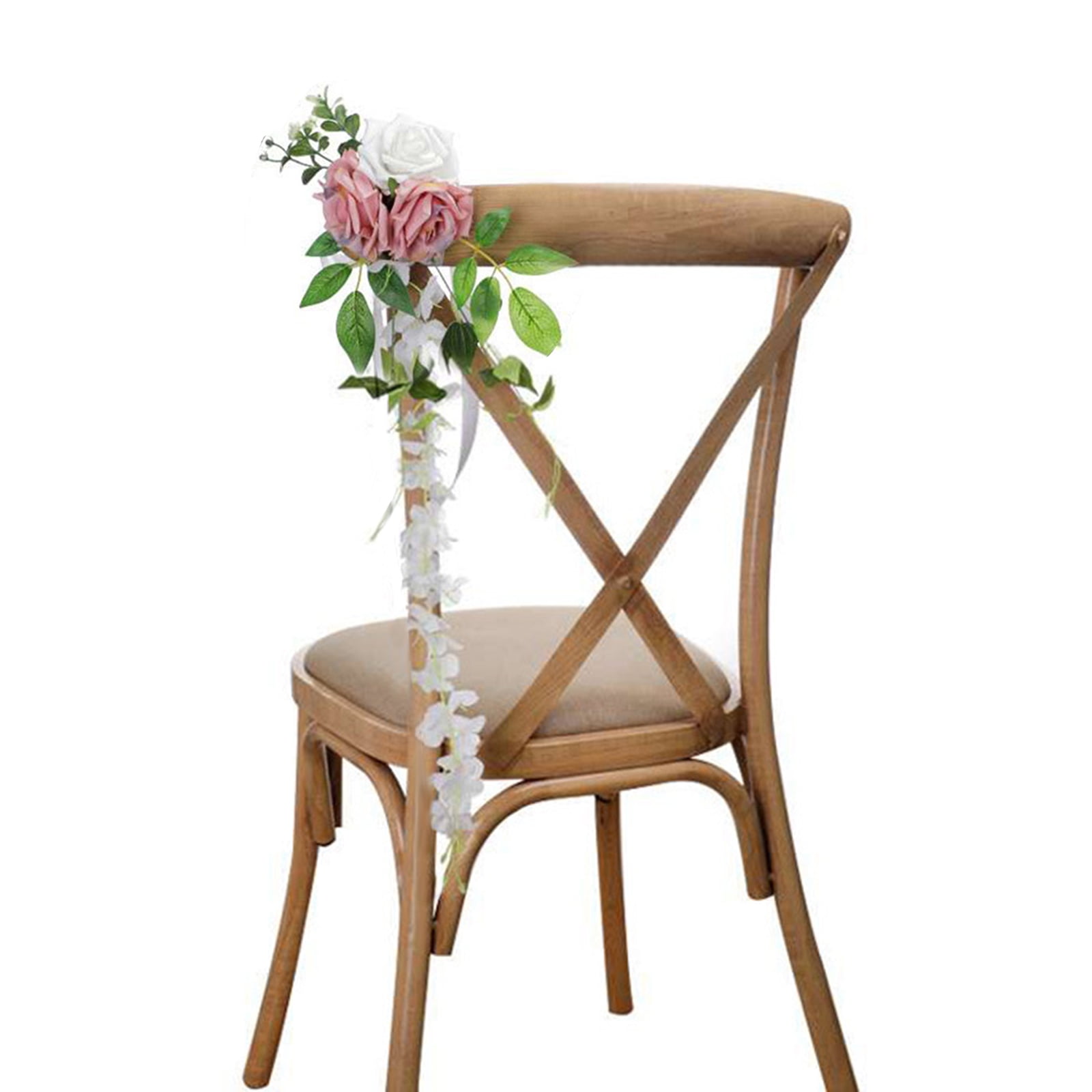 Simulation Rose Chair Back Flower DIY 1Pcs For Wedding Aisle Party ...
