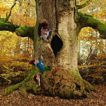 Climbing Gnomes Tree Hugger, Out The Door Tree Hugger Decor, Garden ...