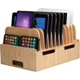 Bamboo 12-Port Charging Station & Docking Organizer for Smartphones ...