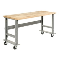 Adjustable Height Workbench, Maple Butcher Block Square Edge, 72"W x 30 ...