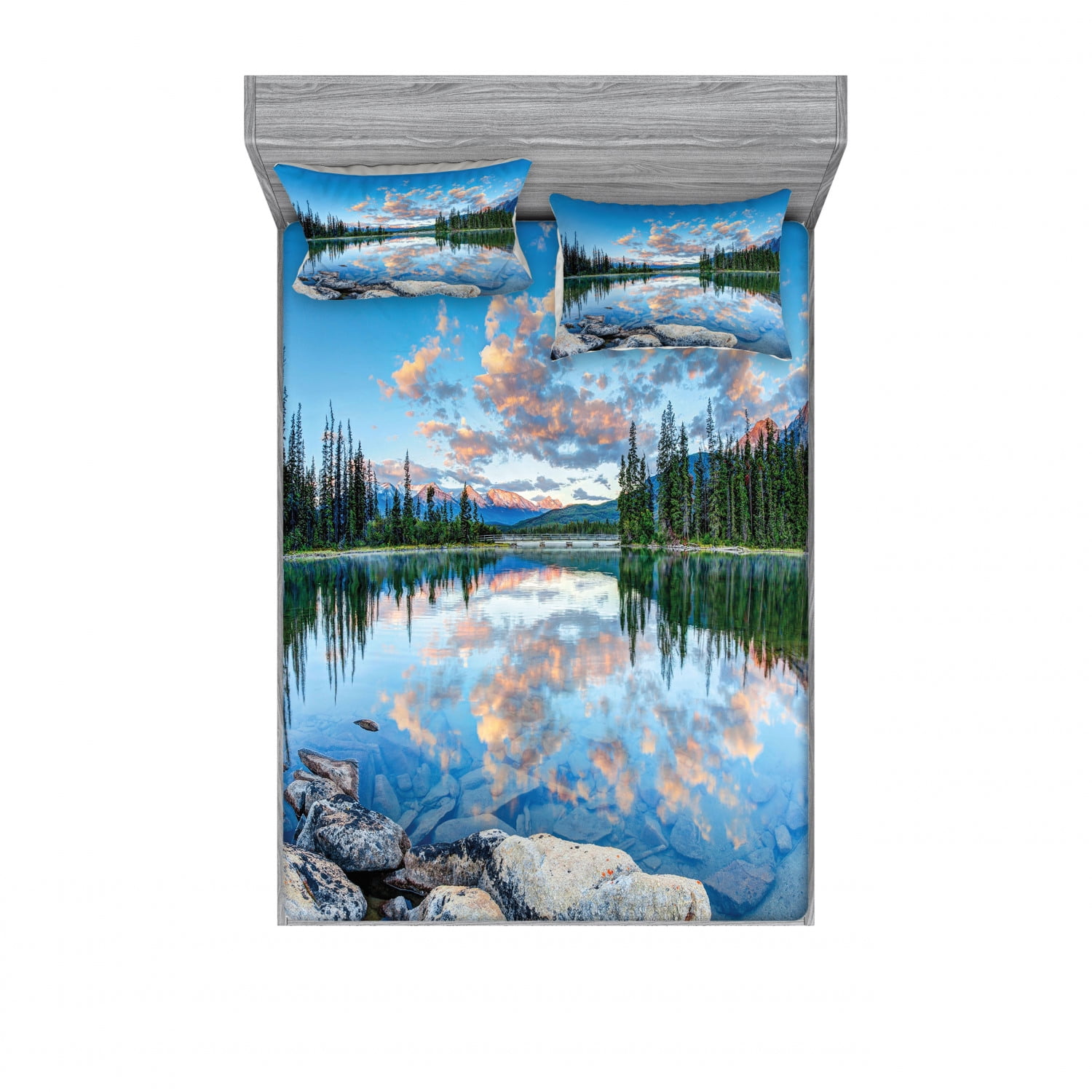 Nature Bedding Set with Sheet & Covers, View of Golden Yellow Sunrise ...