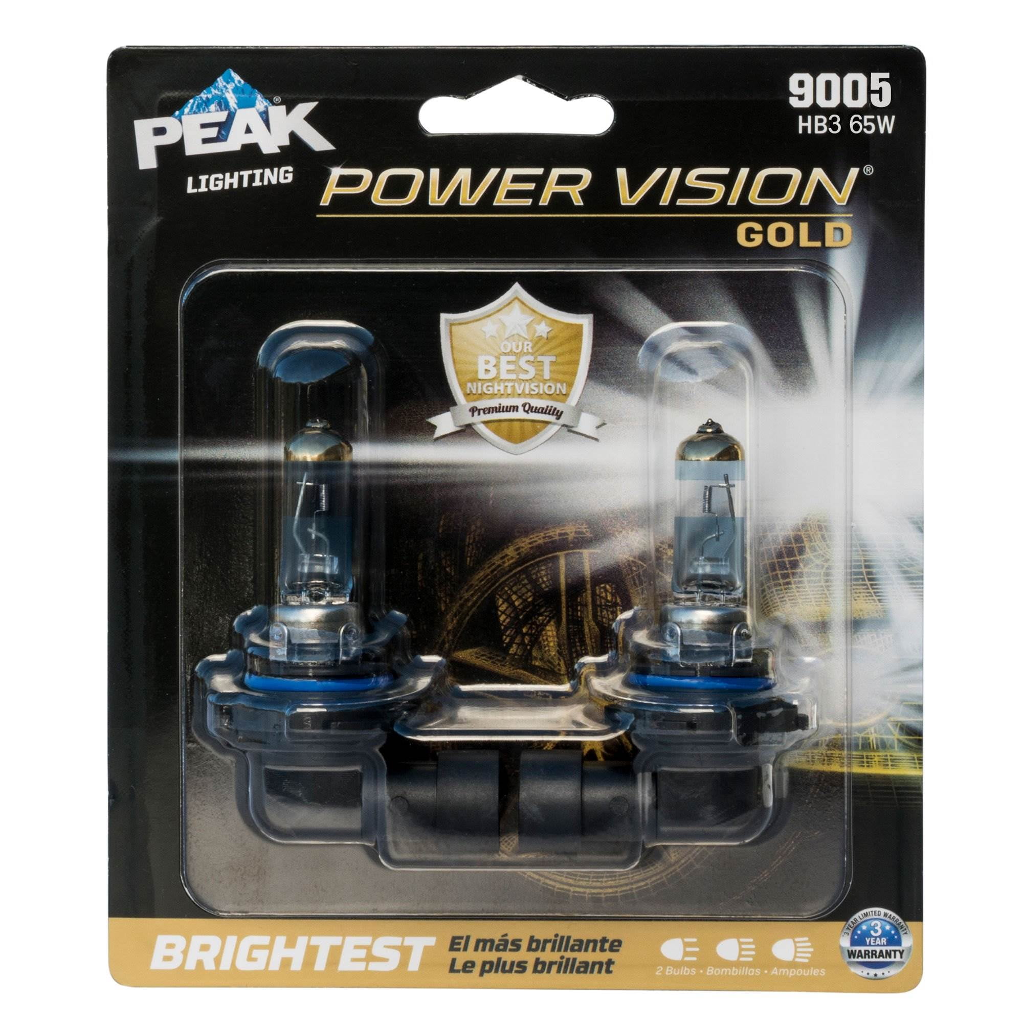 PEAK Lighting Power Vision Gold 9005 HB3 65W Brightest White Headlight ...