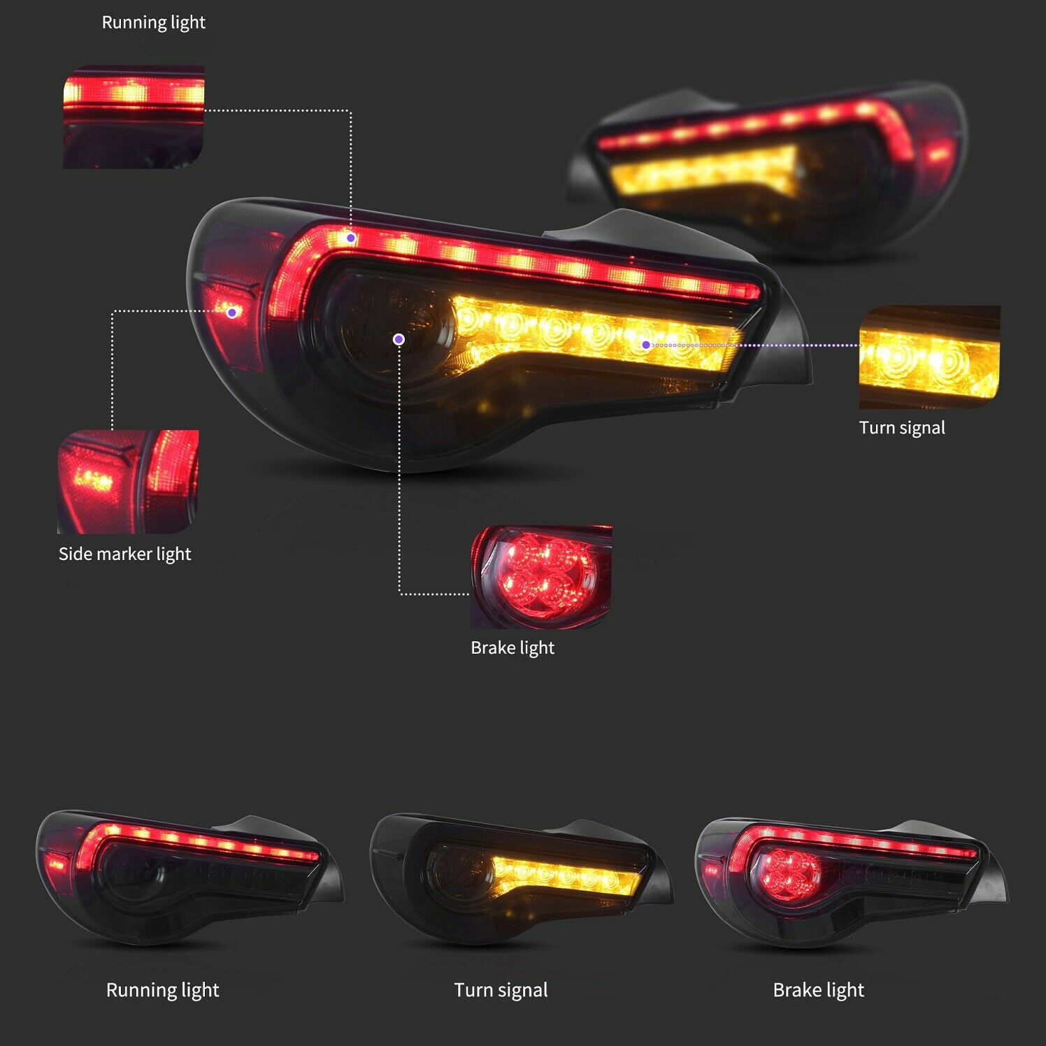 Buy LED Tail Lights w/ Sequential Turn Signals for Toyota 86 GT86 2012 ...