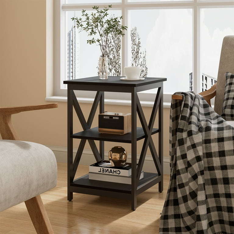 Meteorleg Wood Living Room 3 Piece Table Sets Includes X Design Coffee Table Two 3 Tier End Side Tables Easy Assembly Home Accent Furniture