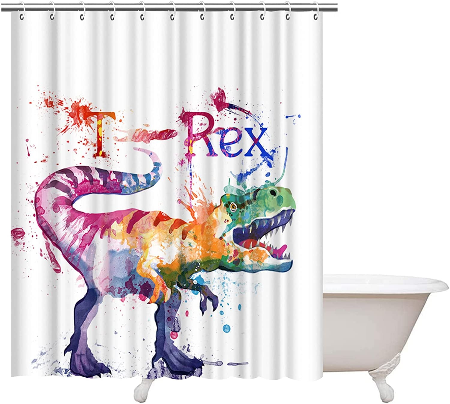 SPXUBZ Animal Dinosaur Watercolor Painting T-Rex Kids 72"x72" with ...