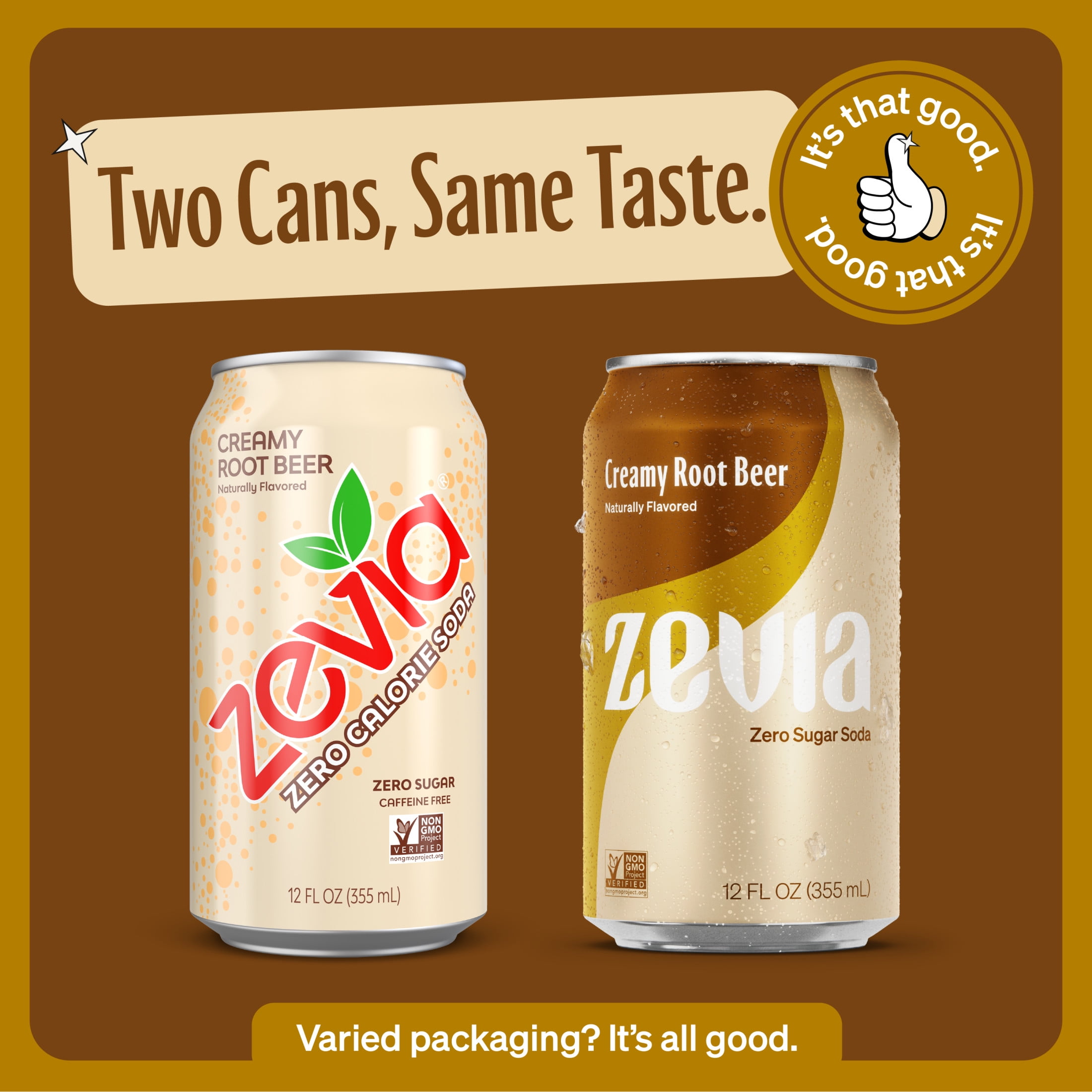 Zevia Zero Sugar, Creamy Root Beer Soda Pop, 12 Fl Oz (Pack of 24) in ...
