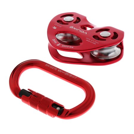 Climbing 25KN Carabiner Double Trolley Pulley Red | Walmart Canada