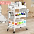 3 Tier Rolling Utility Cart - Metal White Cart Organizer with Wheels ...